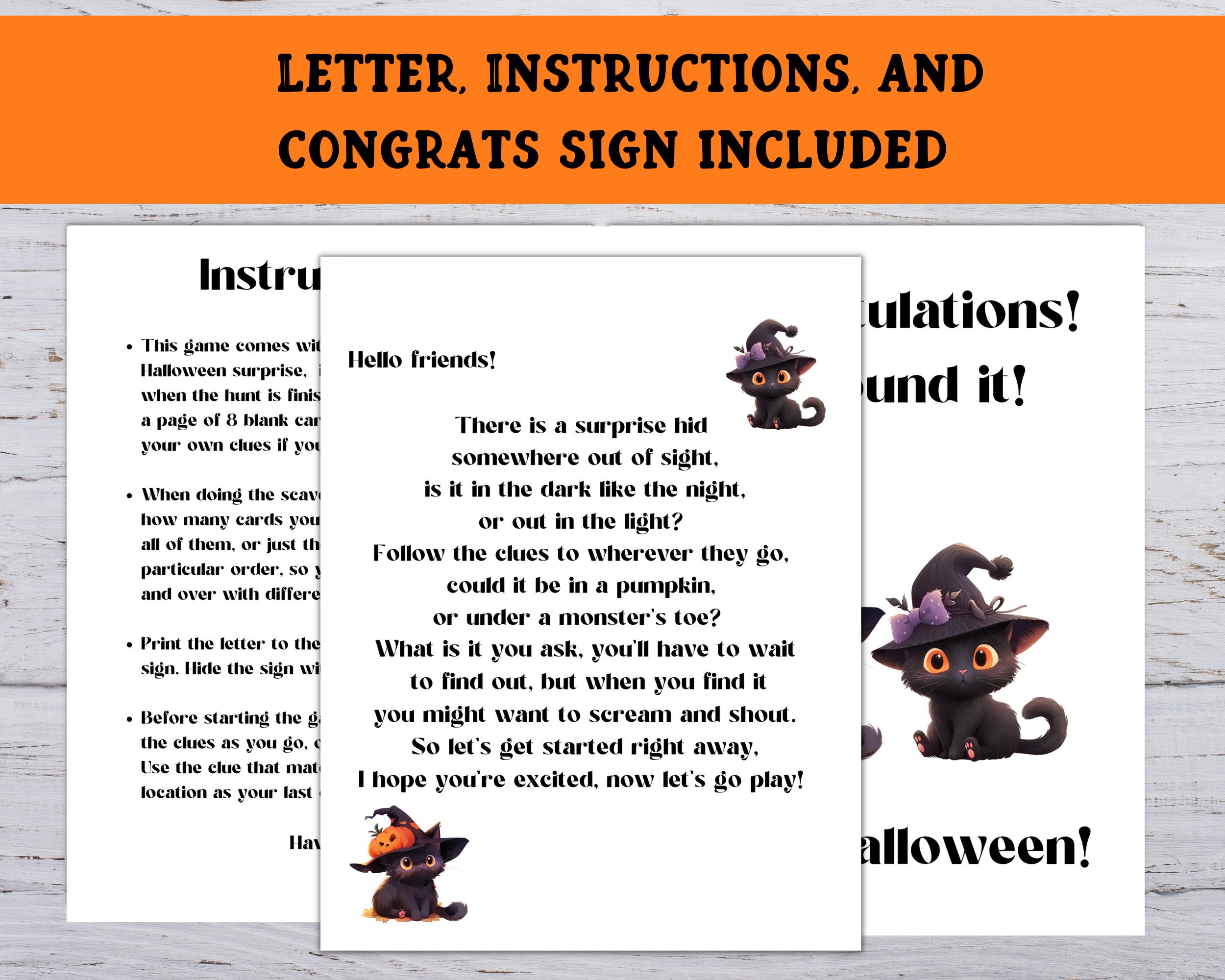 Halloween Indoor Treasure Hunt, Printable Scavenger Hunt, Treasure Hunt ...