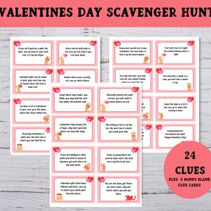 Valentine's Day Treasure Hunt Clues, Indoor Scavenger Hunt for Kids ...