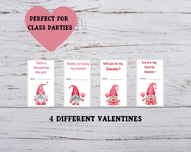 Printable Gnome Valentine Cards, Printable Valentines for Kids, Gnome ...