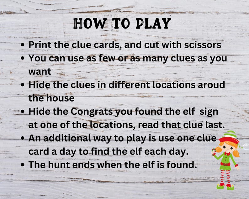 Christmas Elf Treasure Hunt Game, Hidden Elf Scavenger Hunt, Girl Elf ...