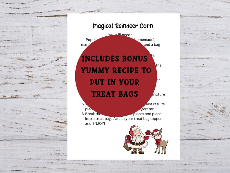 Printable Reindeer Treat Bag Toppers, Magical Reindeer Corn Christmas ...