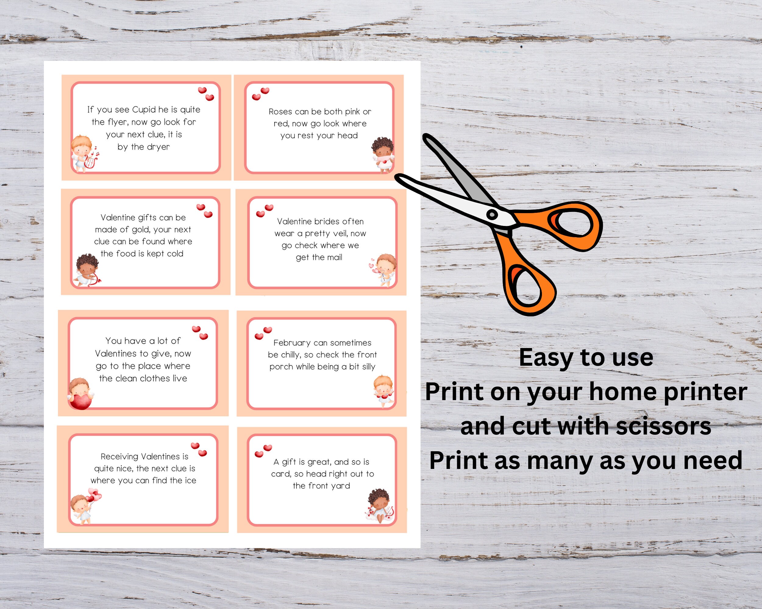 Valentines Day Scavenger Hunt Game, Indoor Treasure Hunt Clues ...