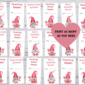 Printable Gnome Valentine Cards, Printable Valentines for Kids, Gnome ...