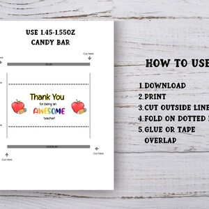 Teacher Appreciation Gift, Printable Candy Bar Wrappers, Thank You Gift ...