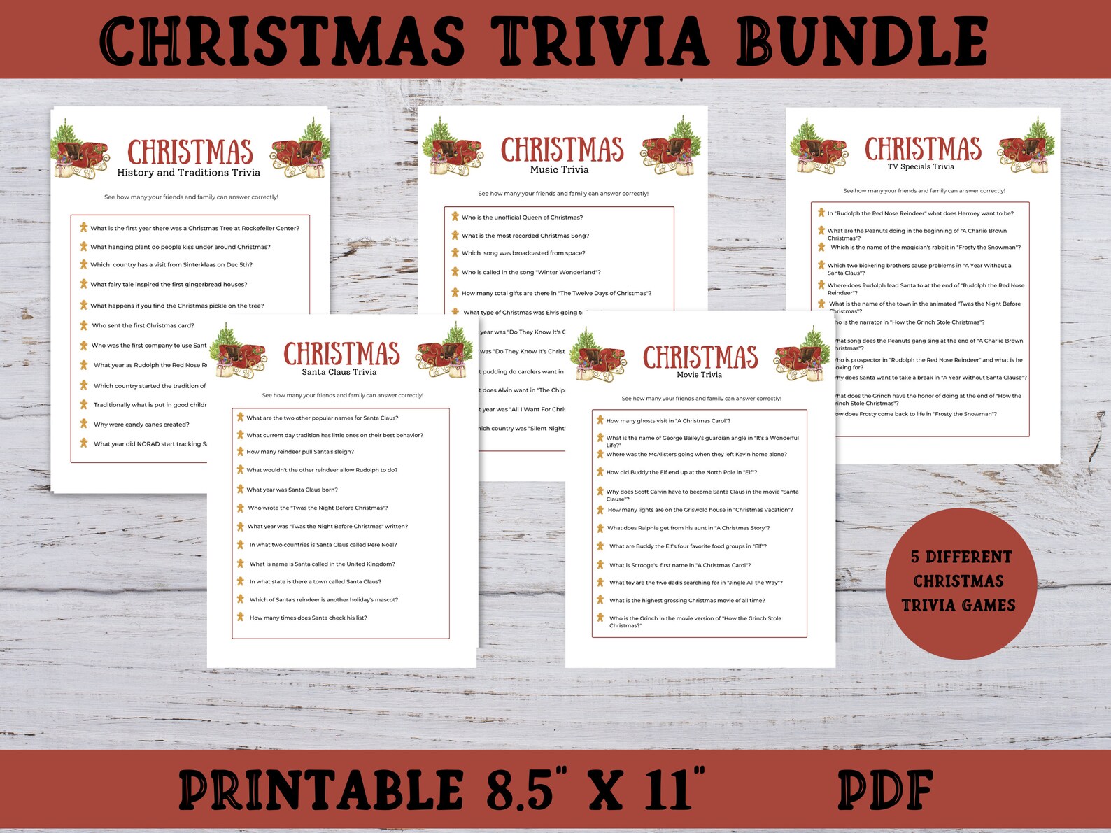 Christmas Trivia Party Game Bundle, Printable Christmas Trivia Games ...