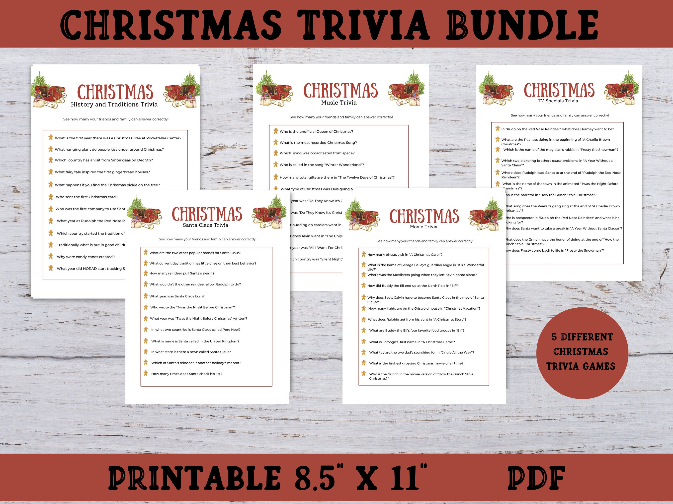 Christmas Trivia Party Game Bundle, Printable Christmas Trivia Games ...