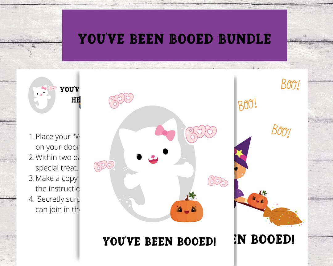 You've Been Booed Cute Cat Bundle, Printable We've Been Booed Signs ...