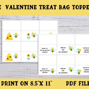 Printable Bee Valentine Treat Bag Toppers, Classr Party Printables, Bee ...