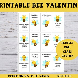 Printable Bee Classroom Valentine's Day Cards, Printable Valentines for ...