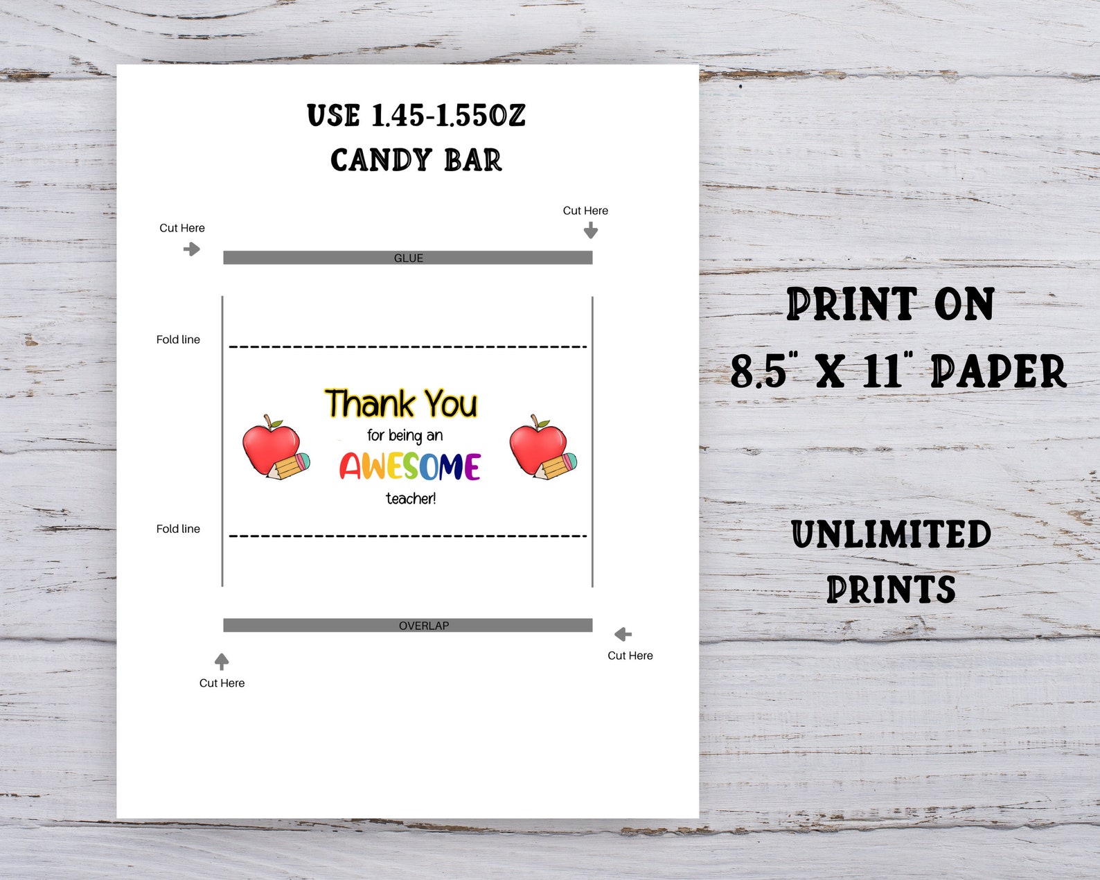 Teacher Appreciation Gift, Printable Candy Bar Wrappers, Thank You Gift ...