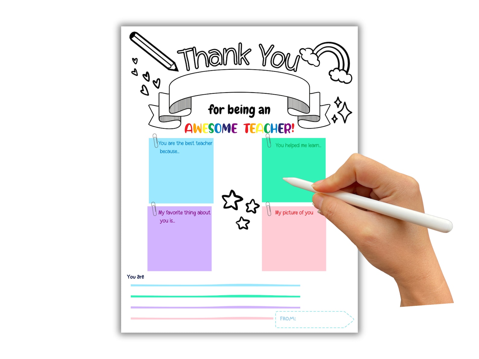 Teacher Appreciation Thank You Printable Thank You Teacher - Etsy