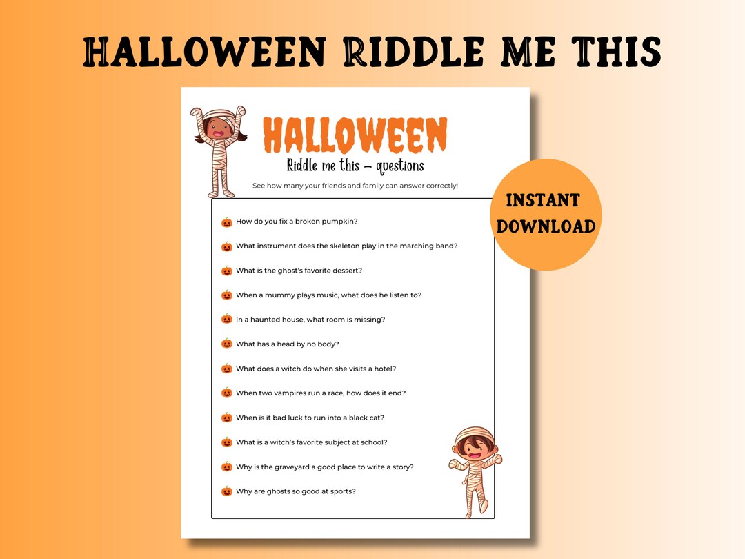 Halloween Riddle Me This Game, Party Game for Kids, Halloween Classroom ...