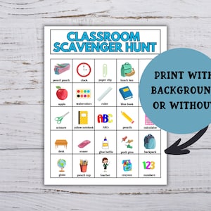 Printable Classroom Scavenger Hunt, Back to School Game for Students ...