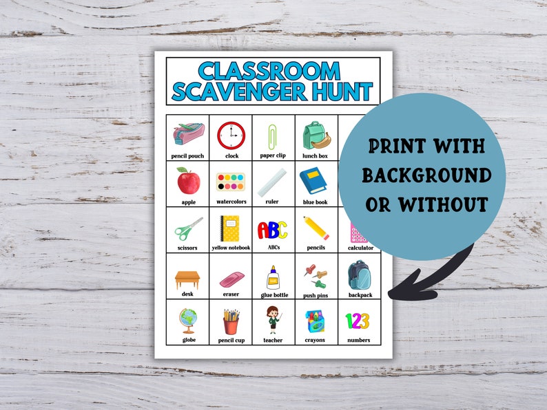 Printable Classroom Scavenger Hunt, Back to School Game for Students ...