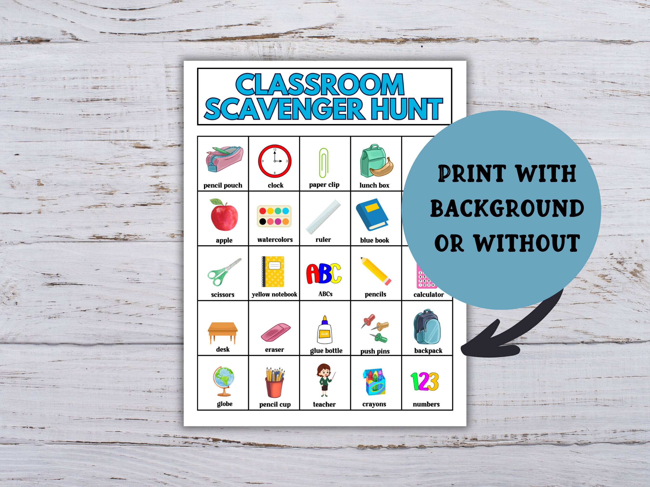 Printable Classroom Scavenger Hunt, Back to School Game for Students ...