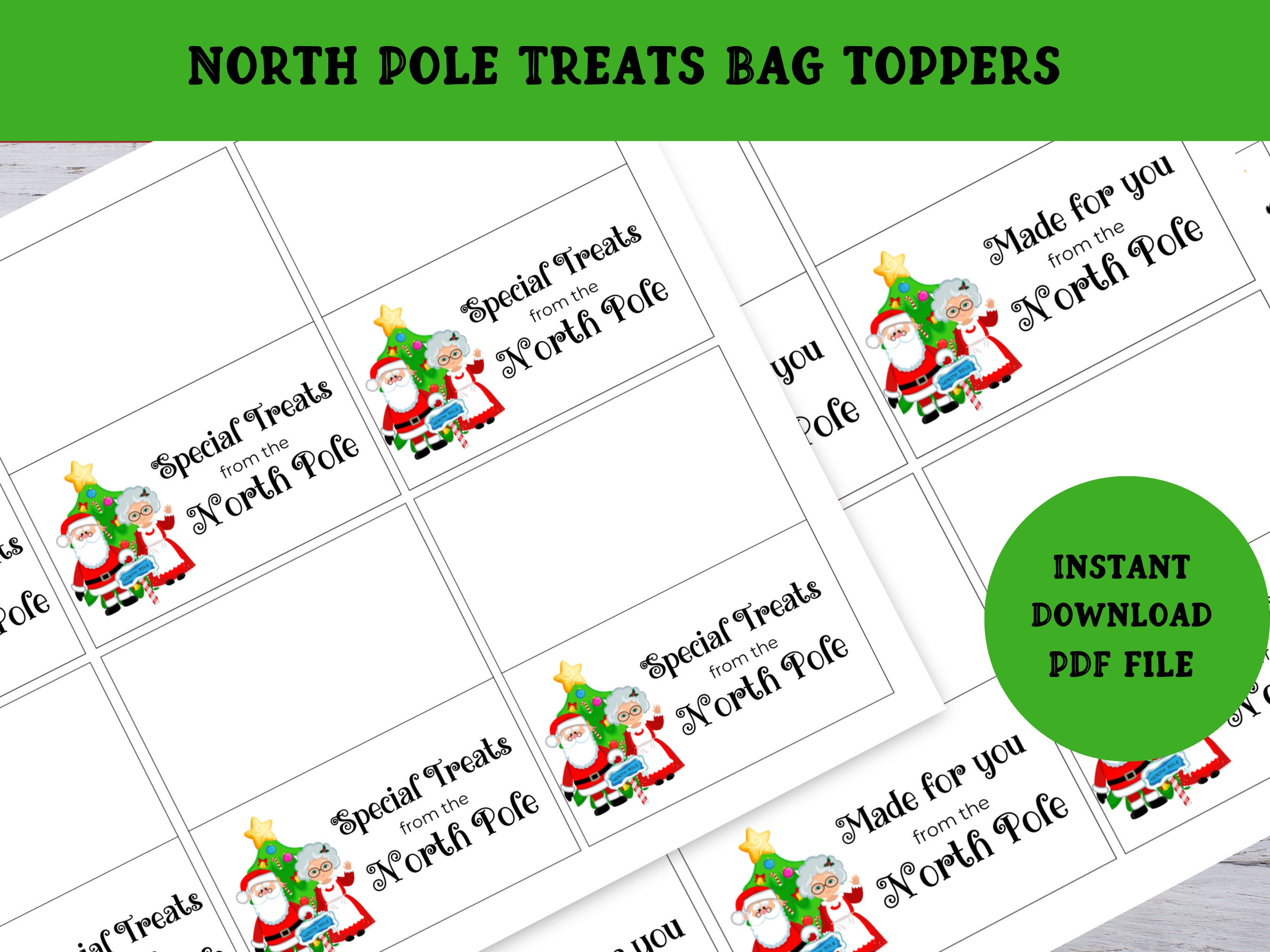 North Pole Treats Bag Topper, Printable Candy Bag Topper, Classroom ...