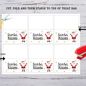 Printable Santa Treat Bag Toppers, Christmas Party Favor Tags, Candy ...