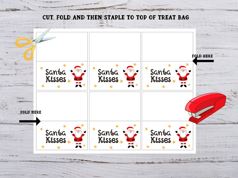 Printable Santa Treat Bag Toppers, Christmas Party Favor Tags, Candy ...