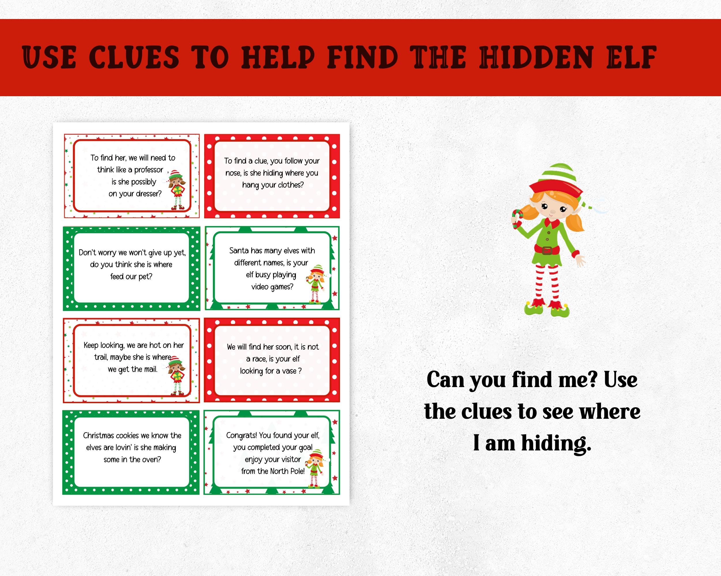 Christmas Elf Treasure Hunt Game, Hidden Elf Scavenger Hunt, Girl Elf ...