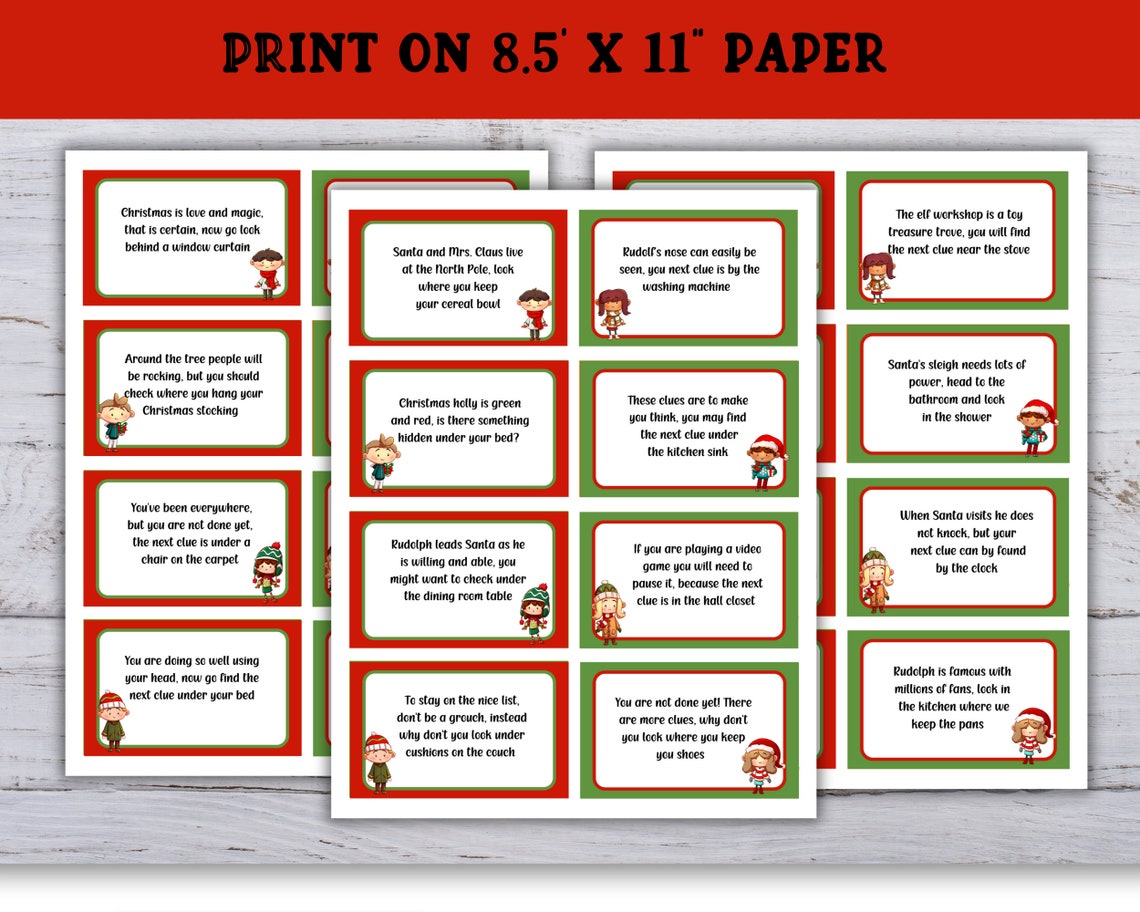 Printable Indoor Christmas Scavenger Hunt, Christmas Treasure Hunt ...