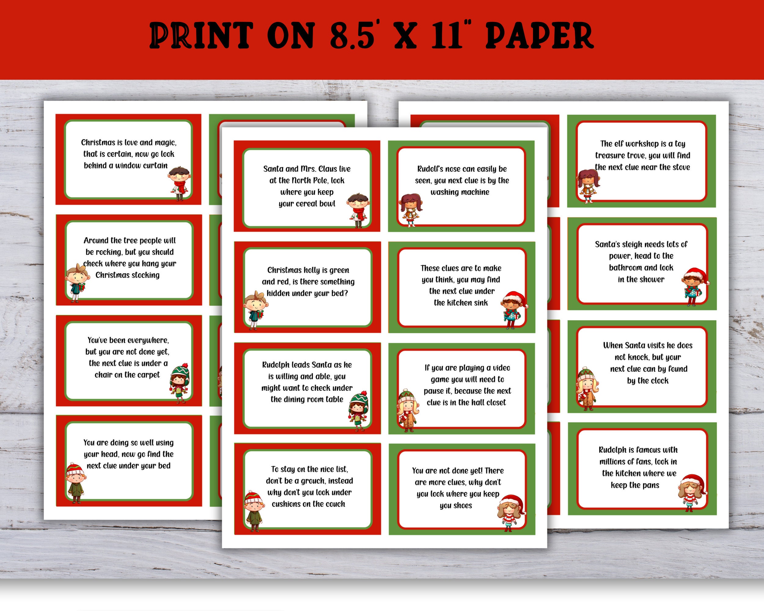 Printable Indoor Christmas Scavenger Hunt, Christmas Treasure Hunt ...