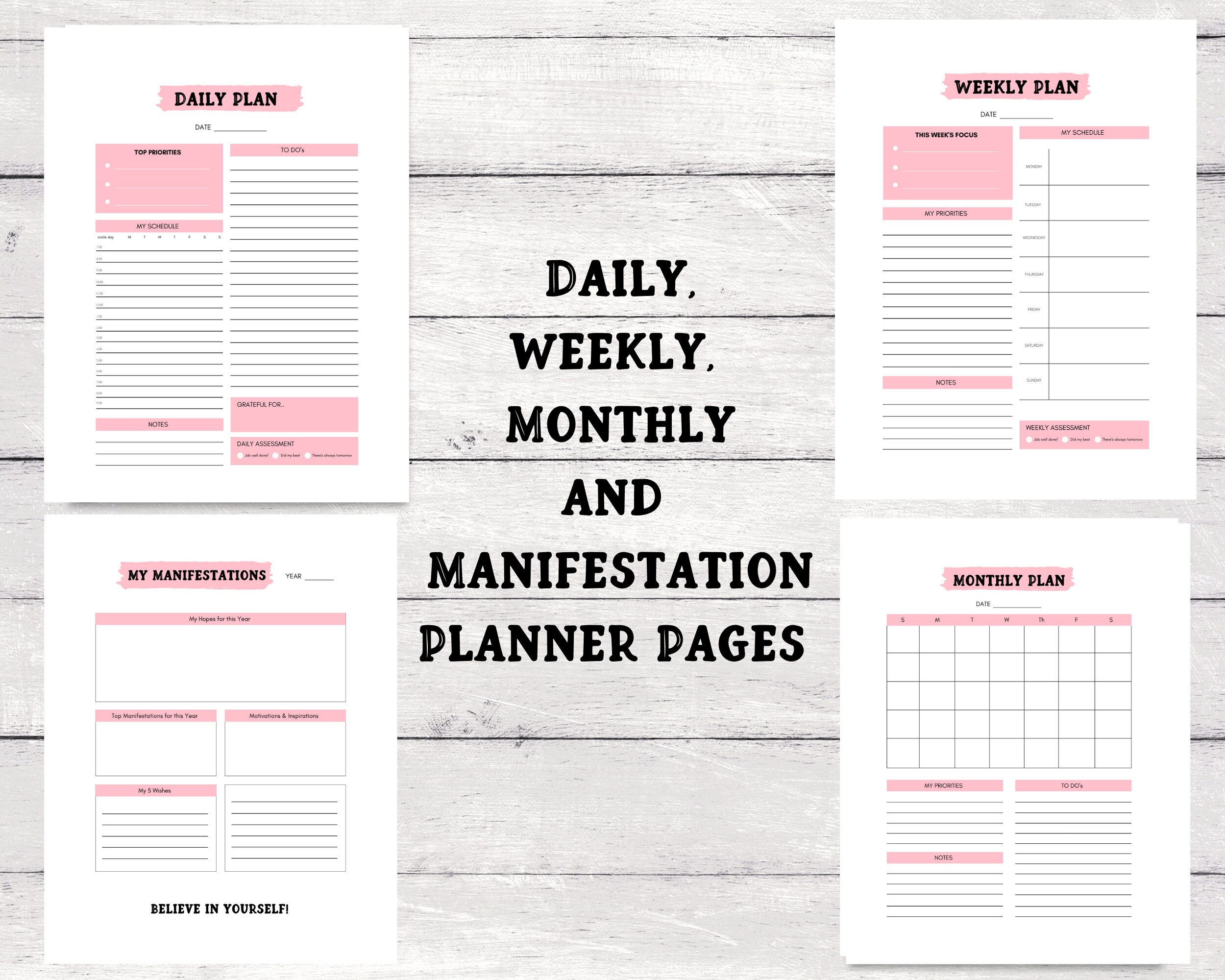 Vision and Goal Planner, Printable Manifestation Journal, Habit Tracker ...