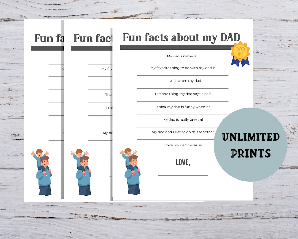 All About My Dad Questionnaire, Printable Father's Day Gift From Kids ...
