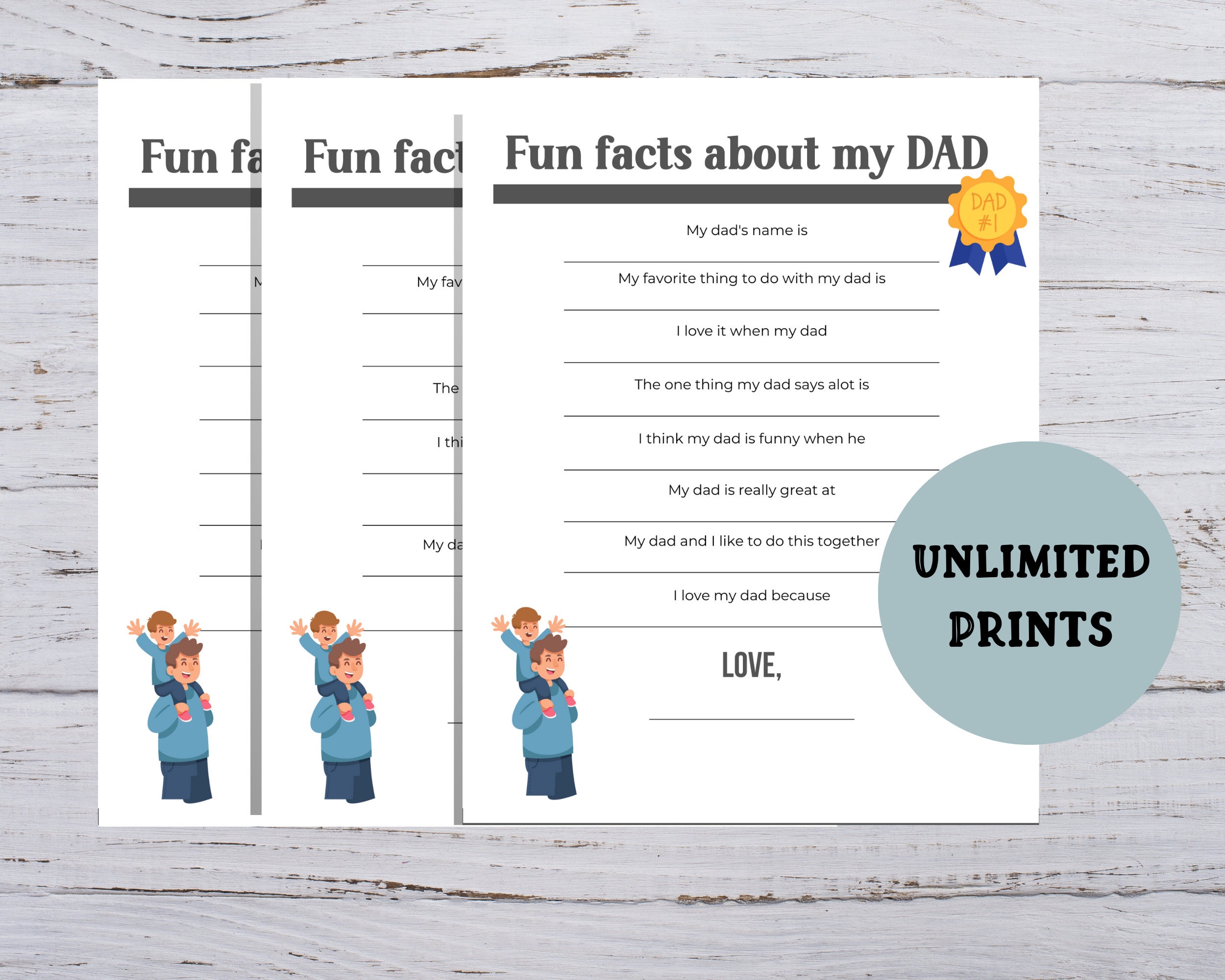 All About My Dad Questionnaire, Printable Father's Day Gift From Kids ...