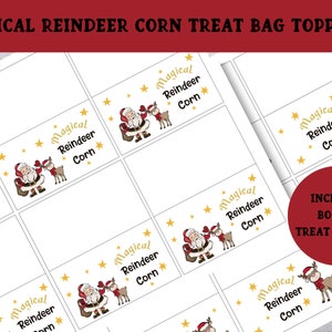 Printable Reindeer Treat Bag Toppers, Magical Reindeer Corn Christmas ...