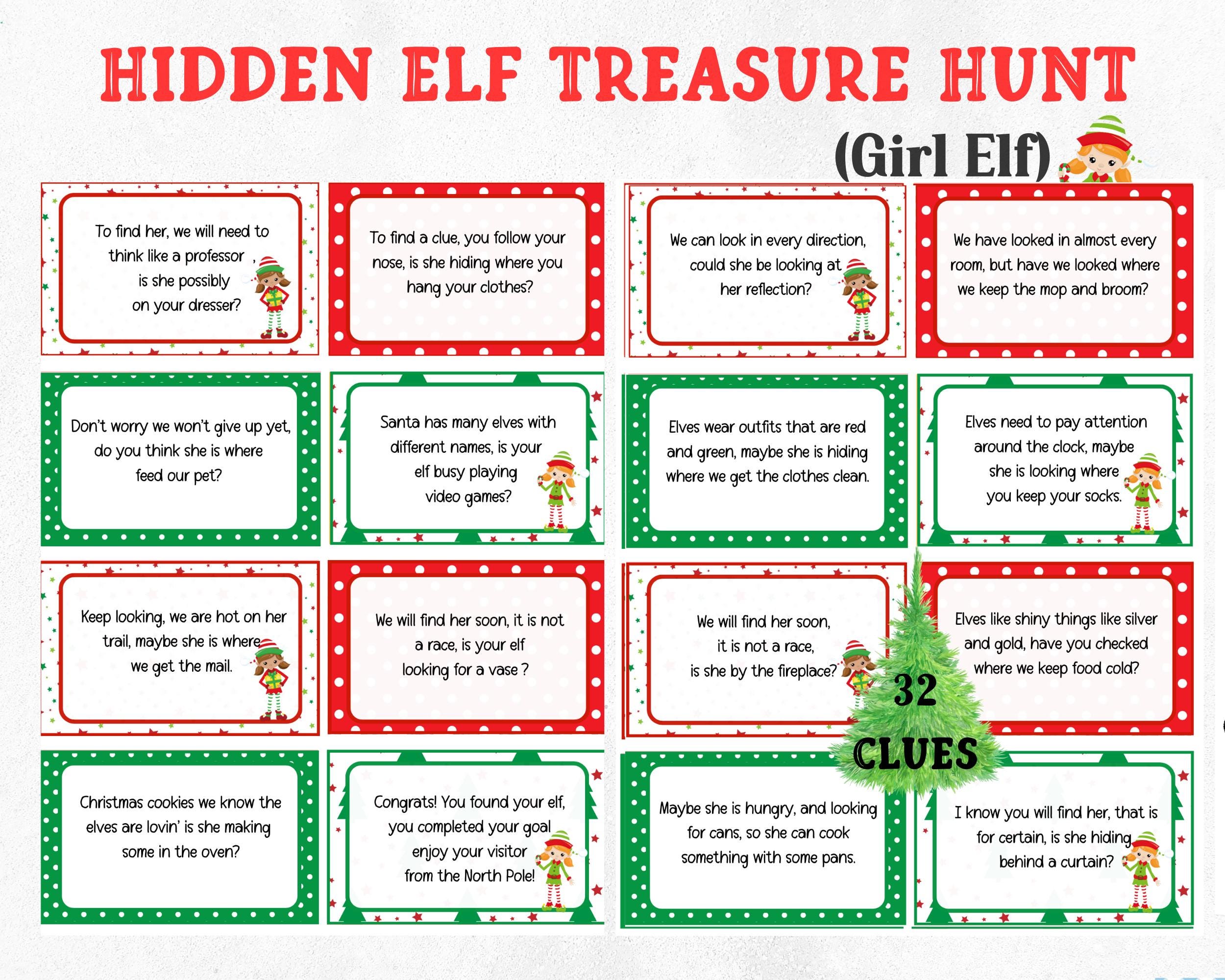 Christmas Elf Treasure Hunt Game, Hidden Elf Scavenger Hunt, Girl Elf ...