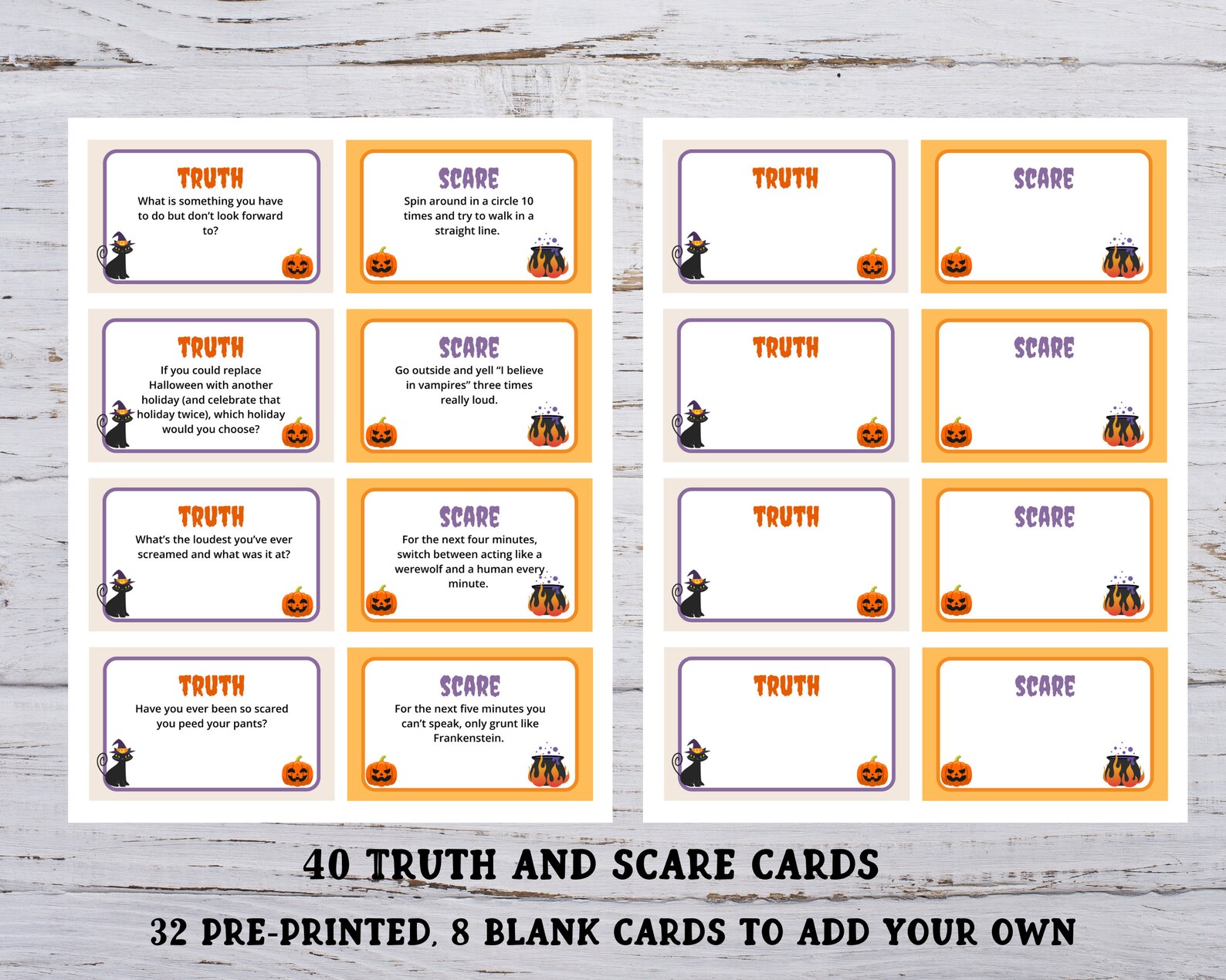 Halloween Printable Truth or Scare Party Game, Halloween Party Game for ...