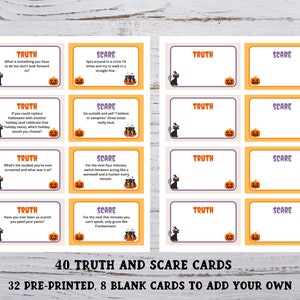 Halloween Printable Truth or Scare Party Game, Halloween Party Game for ...