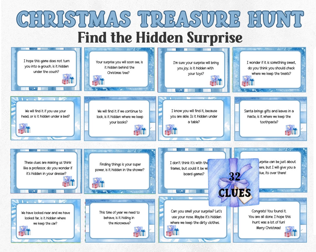 Indoor Christmas Treasure Hunt, Christmas Scavenger Hunt, Find the Gift ...