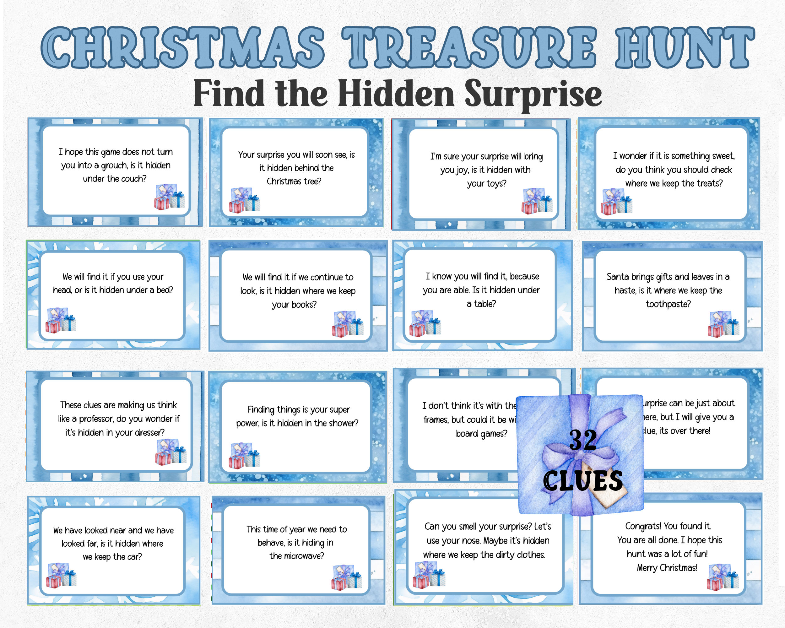 Indoor Christmas Treasure Hunt, Christmas Scavenger Hunt, Find the Gift ...