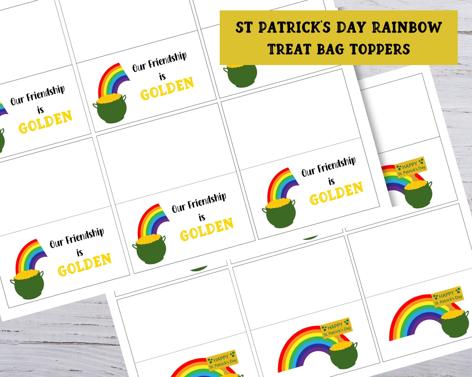 St Patricks Day Rainbow Treat Bag Toppers. Printable Party | Etsy