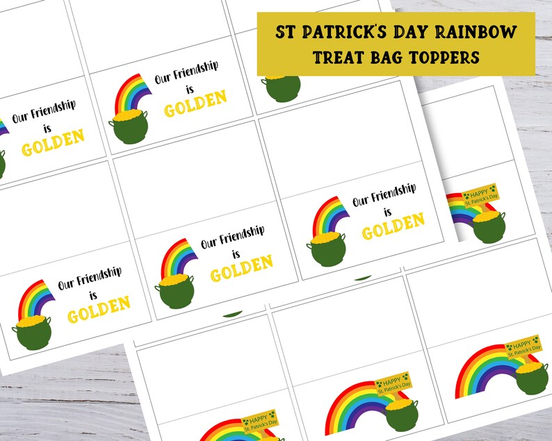 St Patricks Day Rainbow Treat Bag Toppers. Printable Party | Etsy