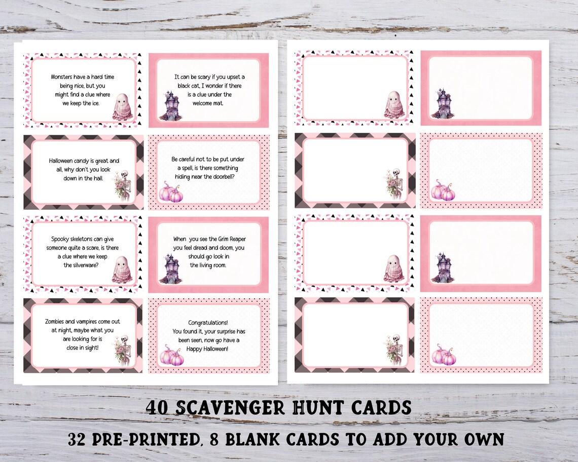 Pink Halloween Indoor Treasure Hunt, Scavenger Hunt for Kids, Halloween ...