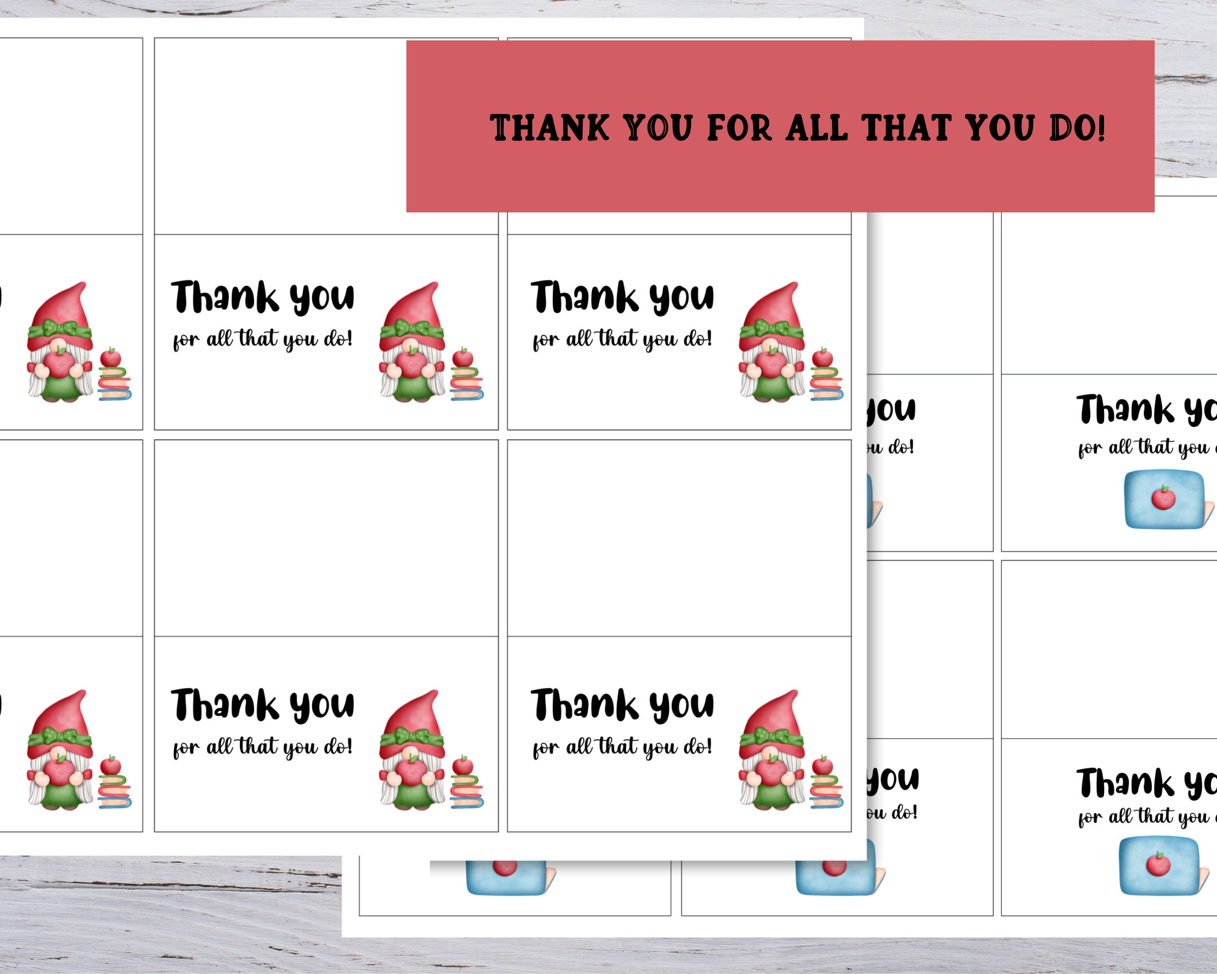 Printable Teacher Appreciation Treat Bag Toppers, Gnome Treat Bag ...