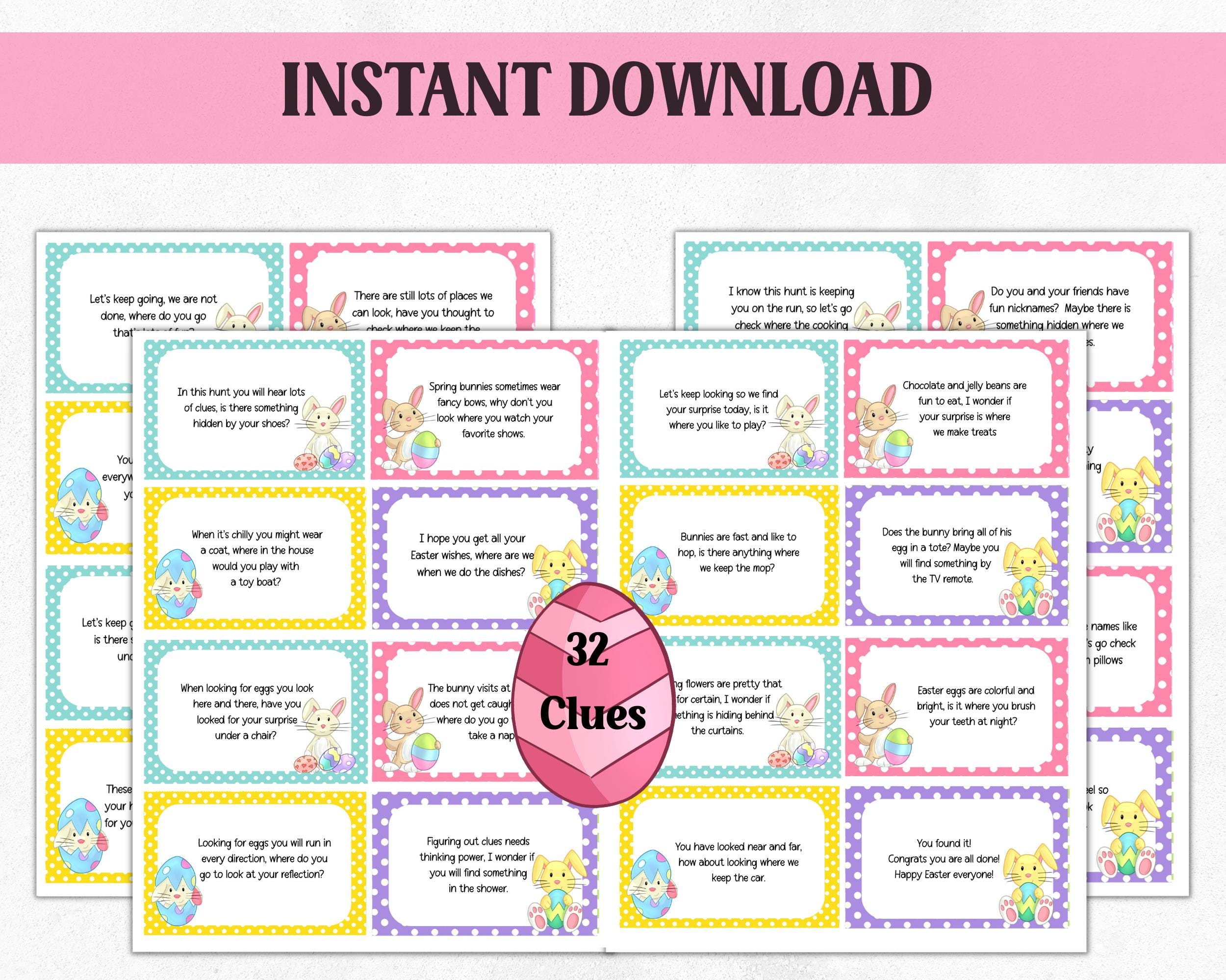 Indoor Easter Treasure Hunt, Scavenger Hunt for Kids, Printable Easter ...