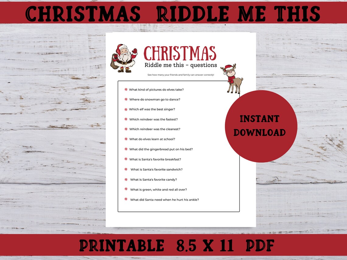 Christmas Riddle Me This Game, Printable Christmas Game for Kids ...