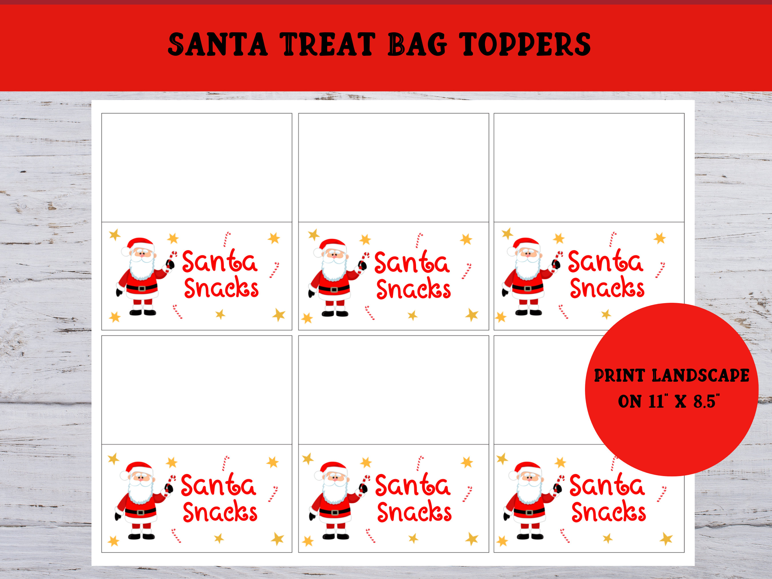 Printable Santa Treat Bag Toppers, Christmas Party Favor Tags, Candy ...