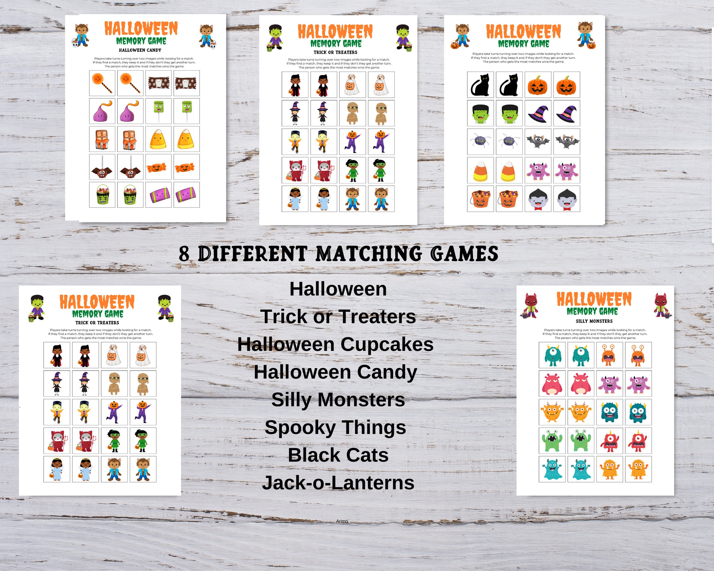 Printable Halloween Memory Game, Classroom Party Games, Halloween ...