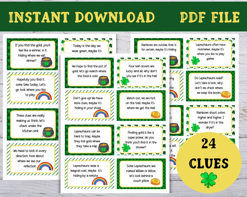 St Patrick's Day Treasure Hunt Game, Scavenger Hunt for Kids, Kids ...