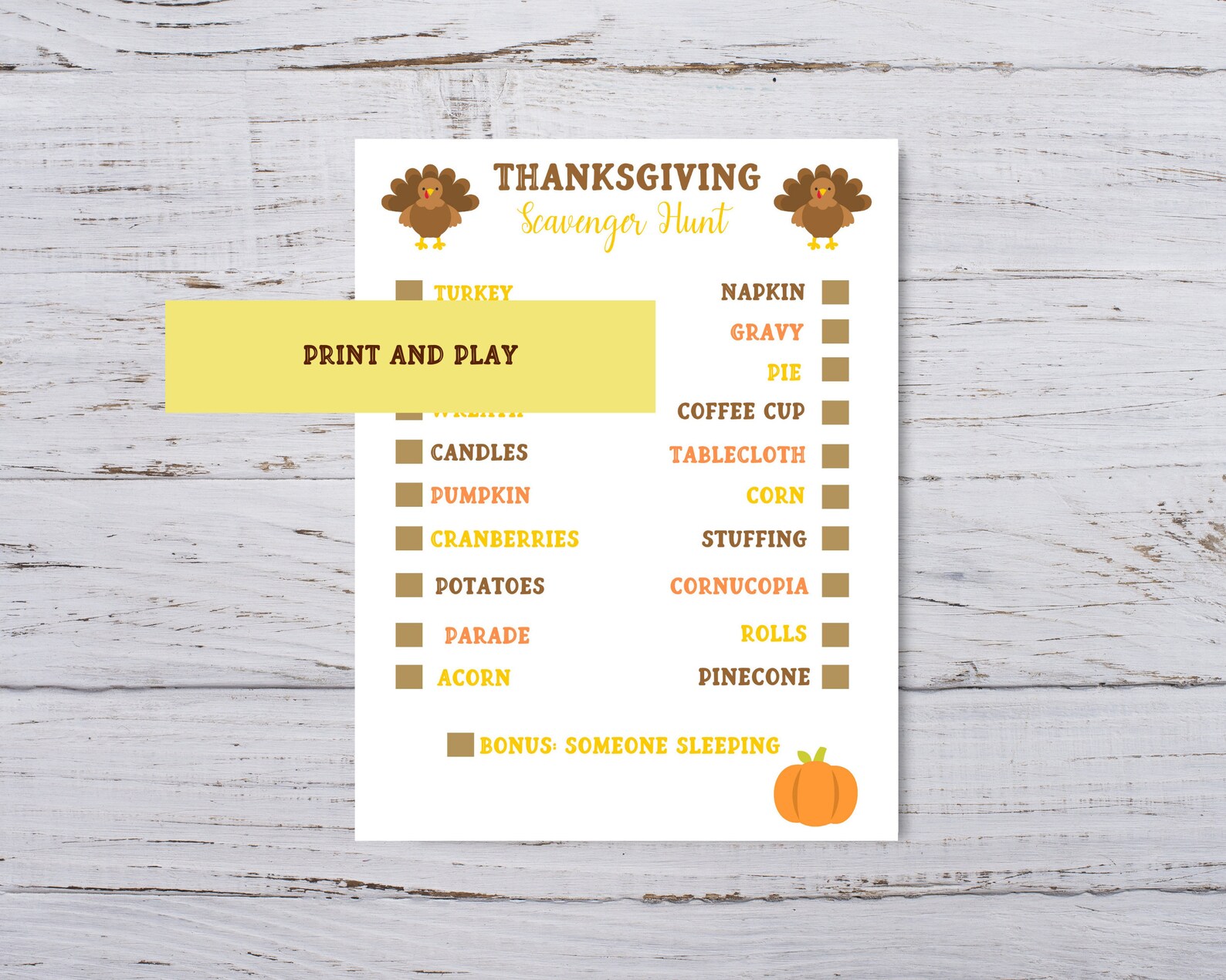 Thanksgiving Printable Scavenger Hunt - Etsy
