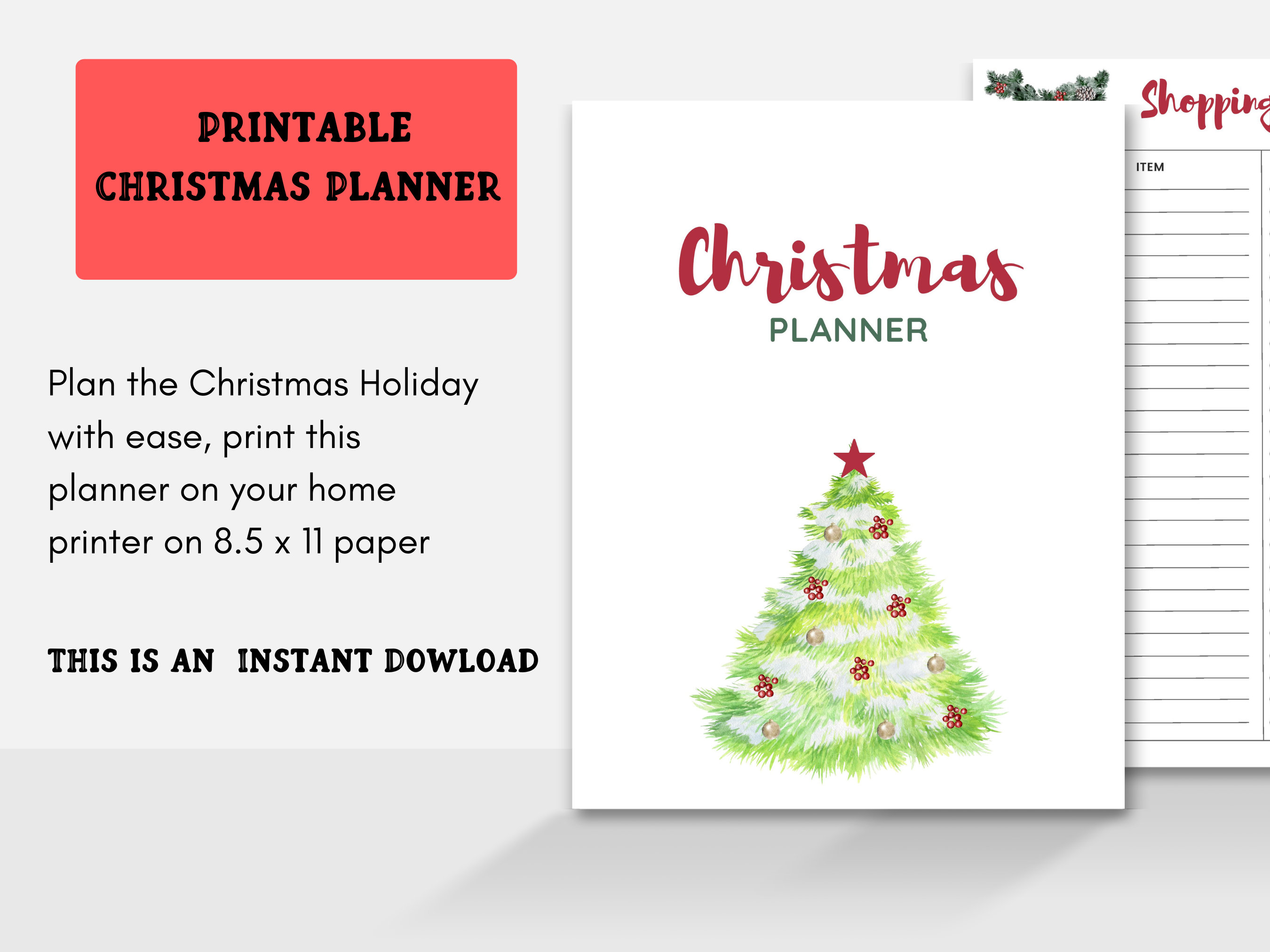 Printable Christmas Planner, Holiday Organizer, Fillable Planner Pages ...