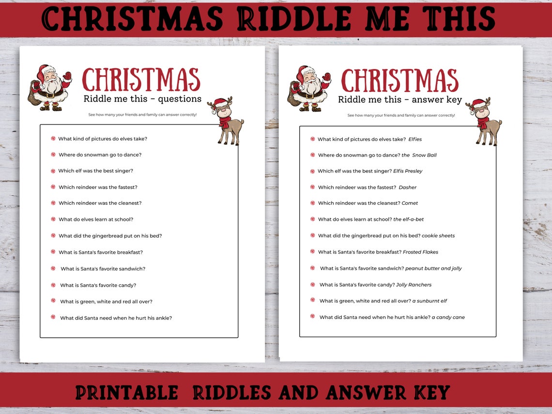 Christmas Riddle Me This Game, Printable Christmas Game for Kids ...