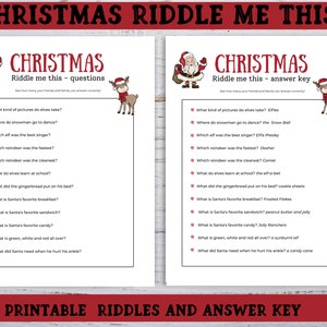 Christmas Riddle Me This Game, Printable Christmas Game for Kids ...