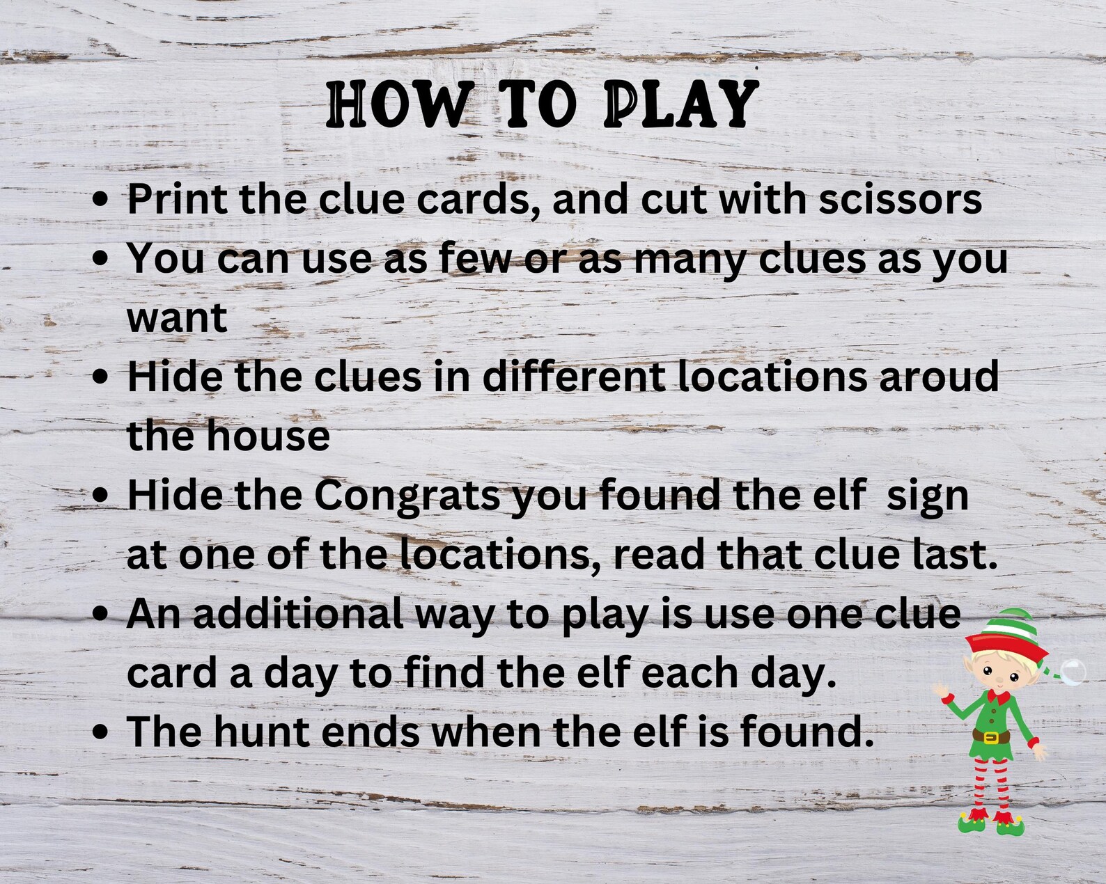 Hidden Christmas Elf Treasure Hunt, Boy Elf Scavenger Hunt. Christmas ...