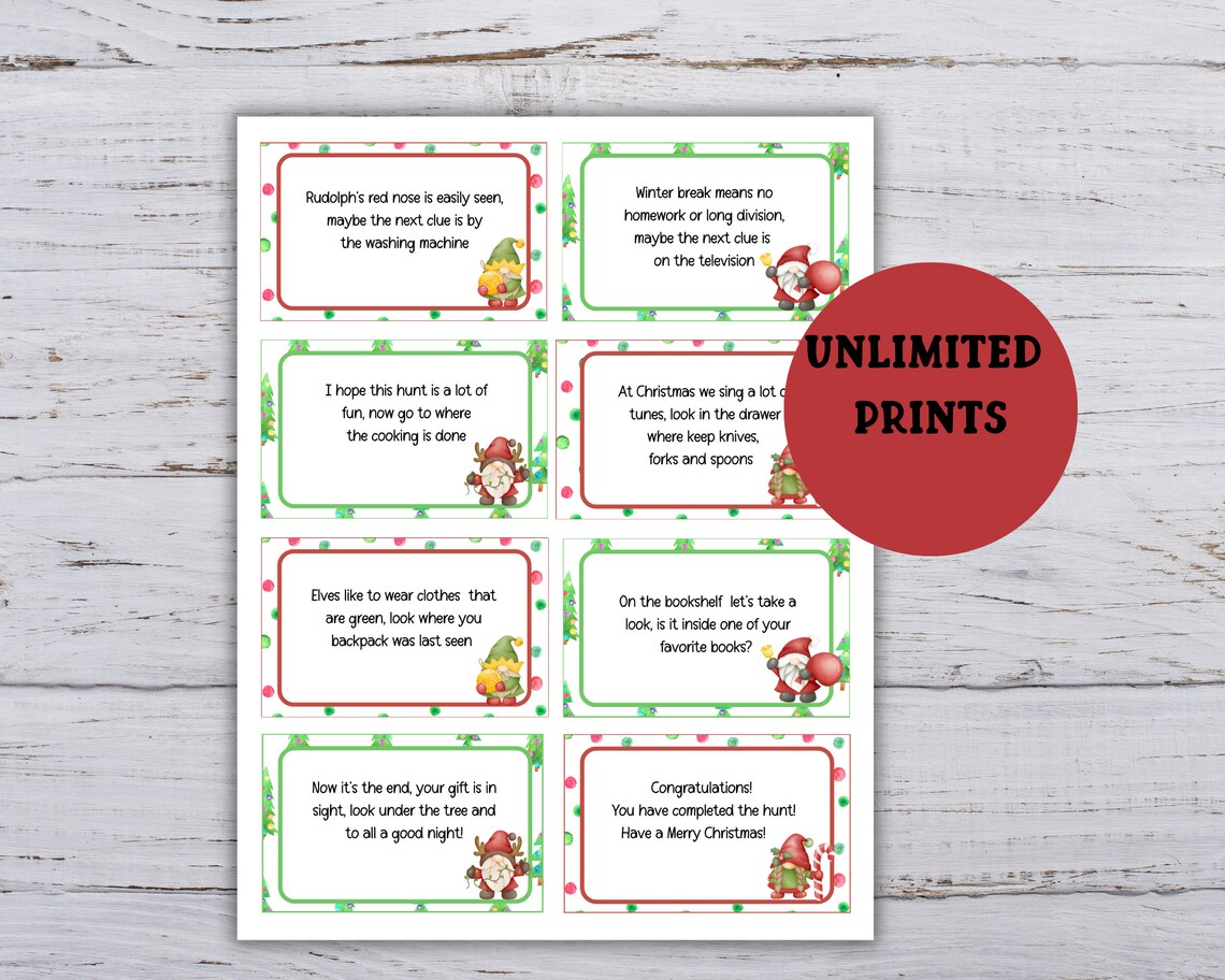 Christmas Indoor Scavenger Hunt, Printable Treasure Hunt for Kids ...