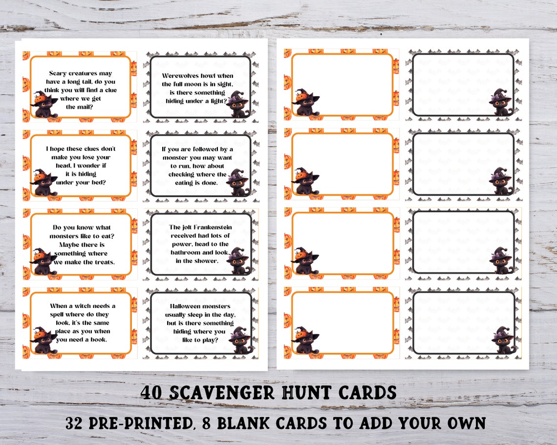 Halloween Indoor Treasure Hunt, Printable Scavenger Hunt, Treasure Hunt ...